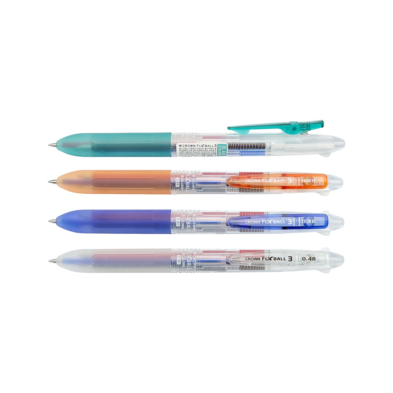 Crown FixBall 3-Color Erasable Pens – 0.48mm, Front Erase, 12 Pack – KORCA